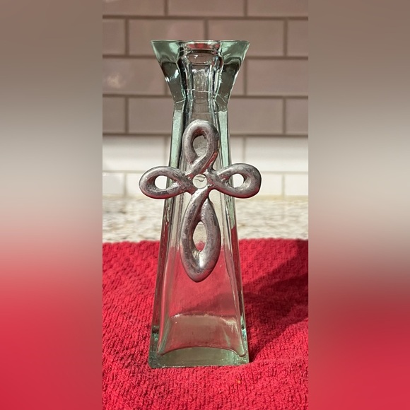 Accents | Vintage Glass Vase With Silver Cross Design | Poshmark